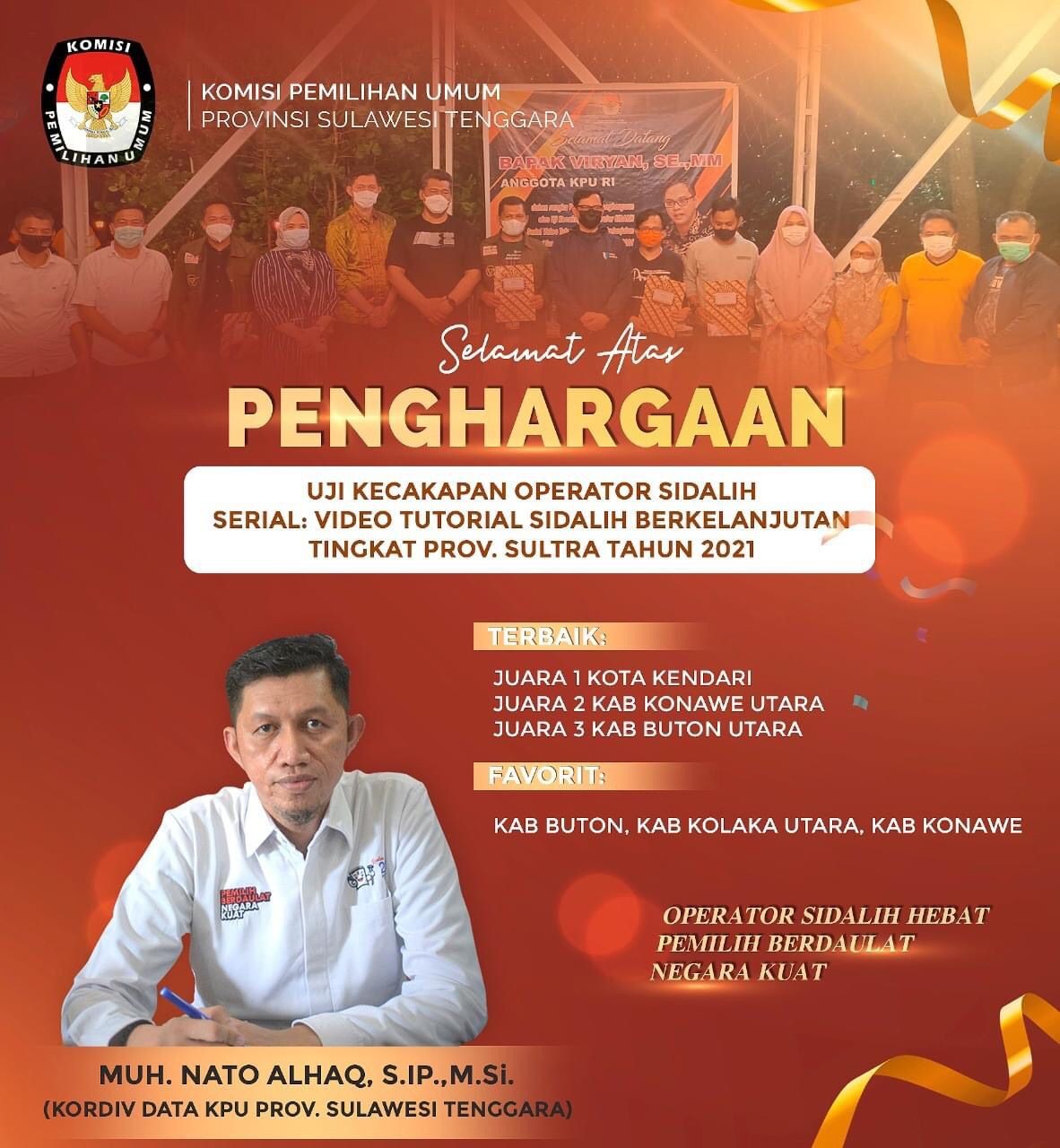 KPU SULTRA - PEMBERIAN PENGHARGAAN UJI KECAKAPAN OPERATOR SIDALIH SERIAL VIDEO TUTORIAL SIDALIH ...